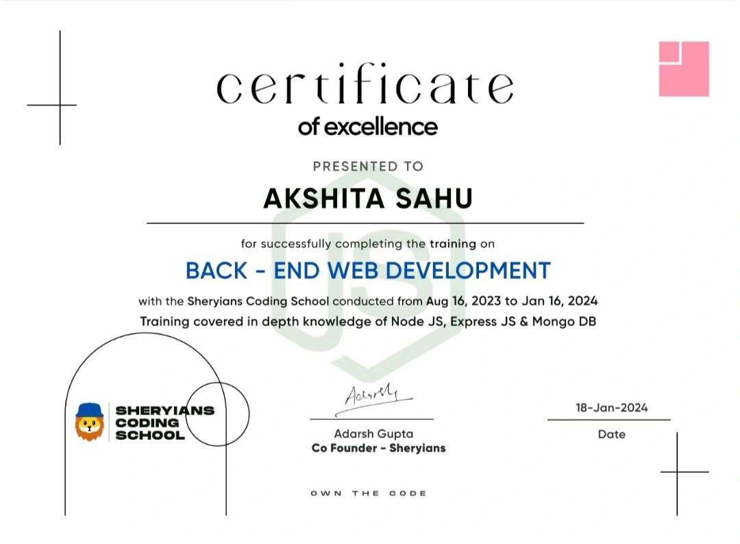 Akshita Sahu on LinkedIn: #backend #nodejs #expressjs #mongodb # ... Akshita Sahu on LinkedIn: #backend #nodejs #expressjs #mongodb # ...