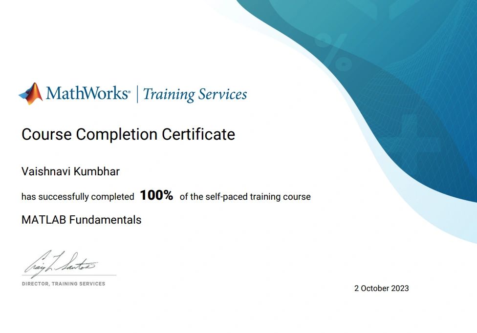 Completed MATLAB Fundamentals course with 100% score!📈 🚀 | Vaishnavi ... Completed MATLAB Fundamentals course with 100% score!📈 🚀 | Vaishnavi ...
