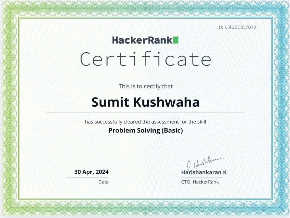 Sumit Kushwaha on LinkedIn: #problemsolving #hackerrank Sumit Kushwaha on LinkedIn: #problemsolving #hackerrank