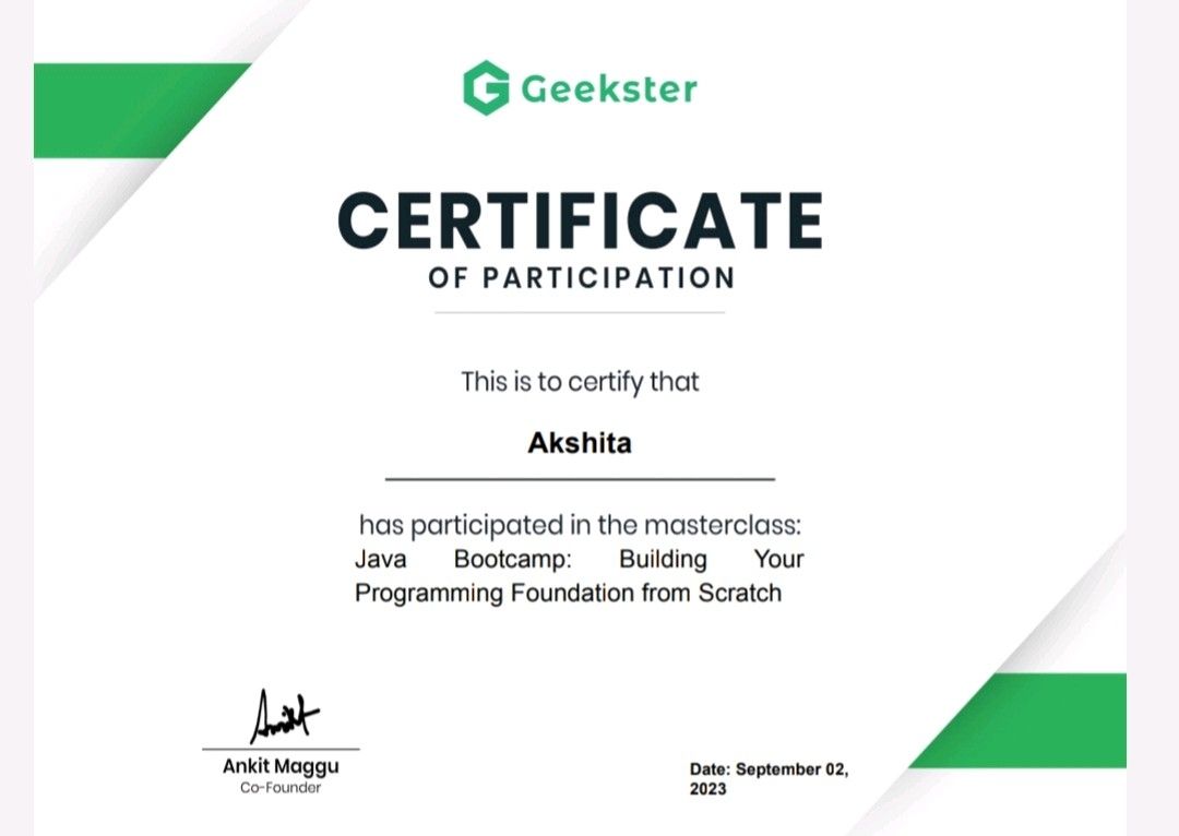 Akshita Gupta on LinkedIn: #geekster Akshita Gupta on LinkedIn: #geekster