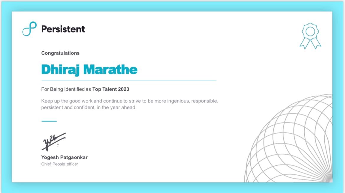 Dhiraj Marathe on LinkedIn: #toptalent #persistentsystems #thankyou # ... Dhiraj Marathe on LinkedIn: #toptalent #persistentsystems #thankyou # ...