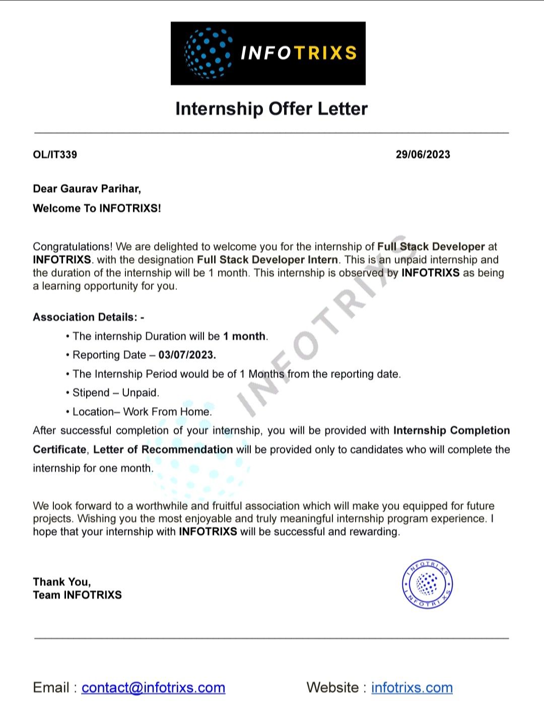 Gaurav Parihar on LinkedIn: #connections #team #internship #development ... Gaurav Parihar on LinkedIn: #connections #team #internship #development ...