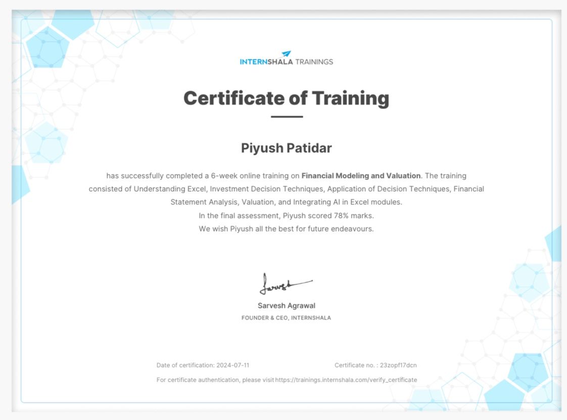 Piyush Patidar on LinkedIn: #financialmodeling #professionaldevelopment ... Piyush Patidar on LinkedIn: #financialmodeling #professionaldevelopment ...