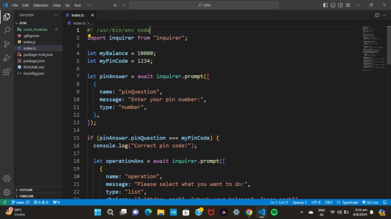 Hiba Zia on LinkedIn: #nodejs #typescript #inquirer #atmproject # ... Hiba Zia on LinkedIn: #nodejs #typescript #inquirer #atmproject # ...