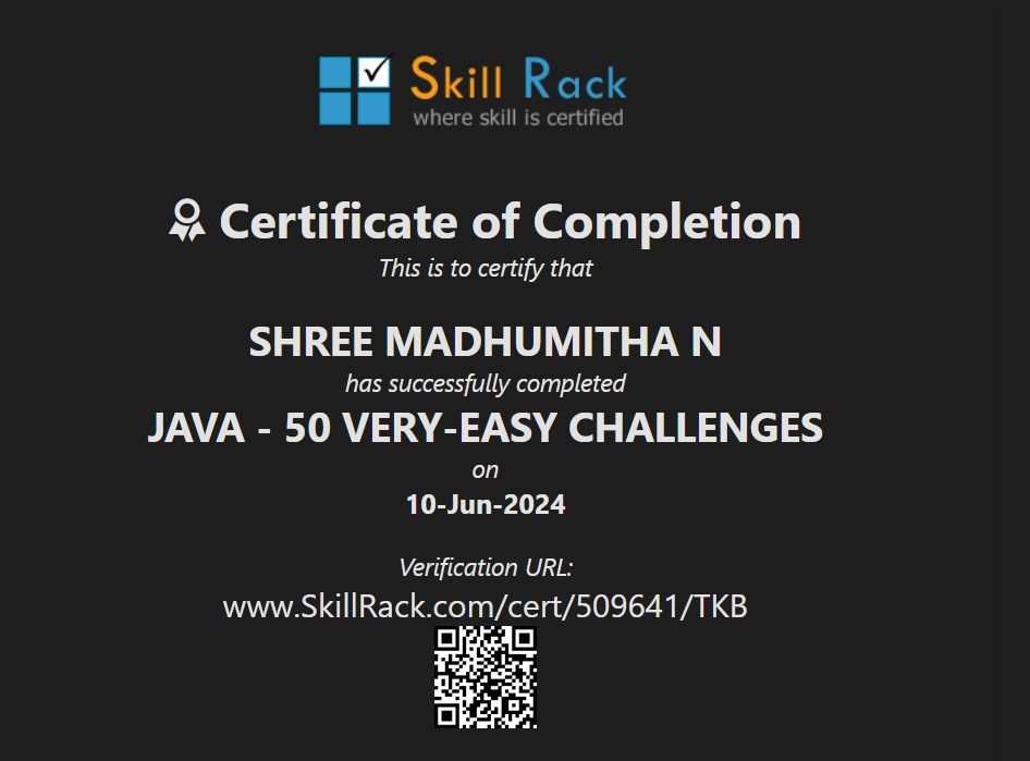 SHREE MADHUMITHA.N on LinkedIn: #java #skillrack SHREE MADHUMITHA.N on LinkedIn: #java #skillrack
