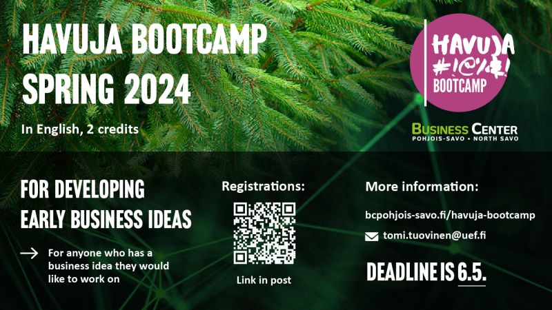 Business Center Pohjois-Savo on LinkedIn: #havujabootcamp Business Center Pohjois-Savo on LinkedIn: #havujabootcamp