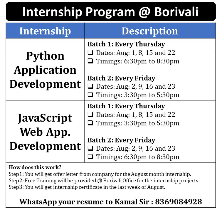 Kamal shah on LinkedIn: #internship #python #javascript #borivali Kamal shah on LinkedIn: #internship #python #javascript #borivali