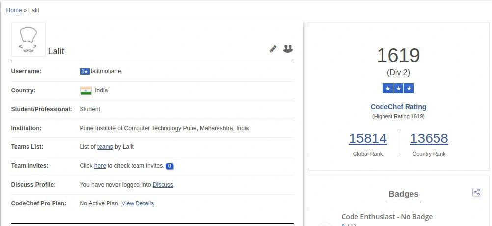 Lalit Mohane on LinkedIn: #codechef #competitiveprogramming Lalit Mohane on LinkedIn: #codechef #competitiveprogramming