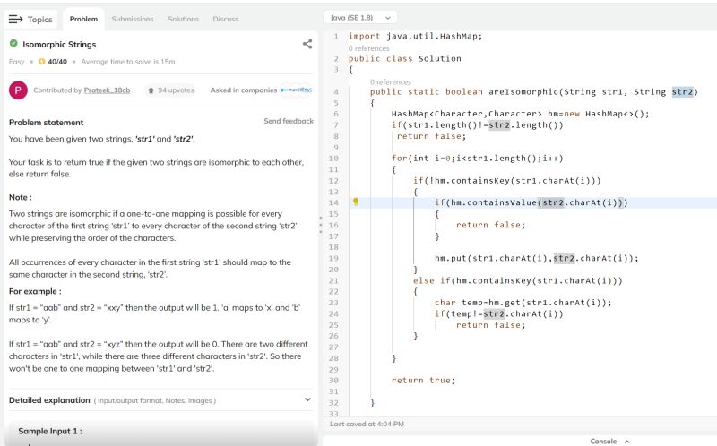 Day 46 of LeetCode challenge: Isomorphic strings? | Yuvraj Singh posted ... Day 46 of LeetCode challenge: Isomorphic strings? | Yuvraj Singh posted ...