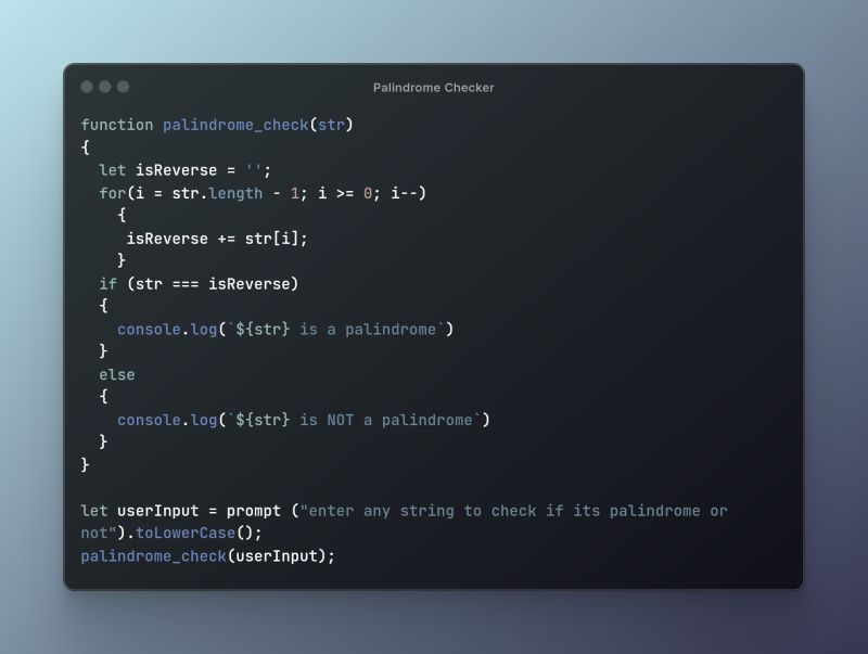 Ghulam Mustafa Hussain on LinkedIn: #palindrome #javascript # ... Ghulam Mustafa Hussain on LinkedIn: #palindrome #javascript # ...