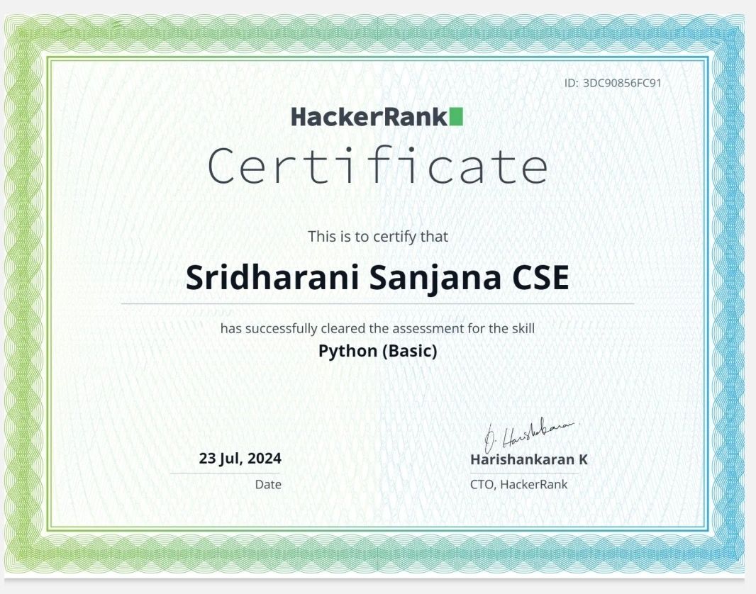 Sridharani Sanjana Samayamantula on LinkedIn: #python #hackerrank # ... Sridharani Sanjana Samayamantula on LinkedIn: #python #hackerrank # ...