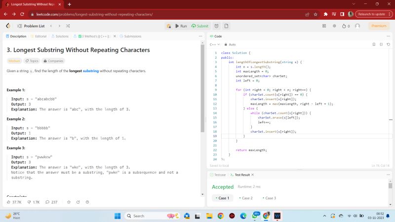 Atisha Gupta on LinkedIn: Leetcode 3. Longest Substring Without ... Atisha Gupta on LinkedIn: Leetcode 3. Longest Substring Without ...
