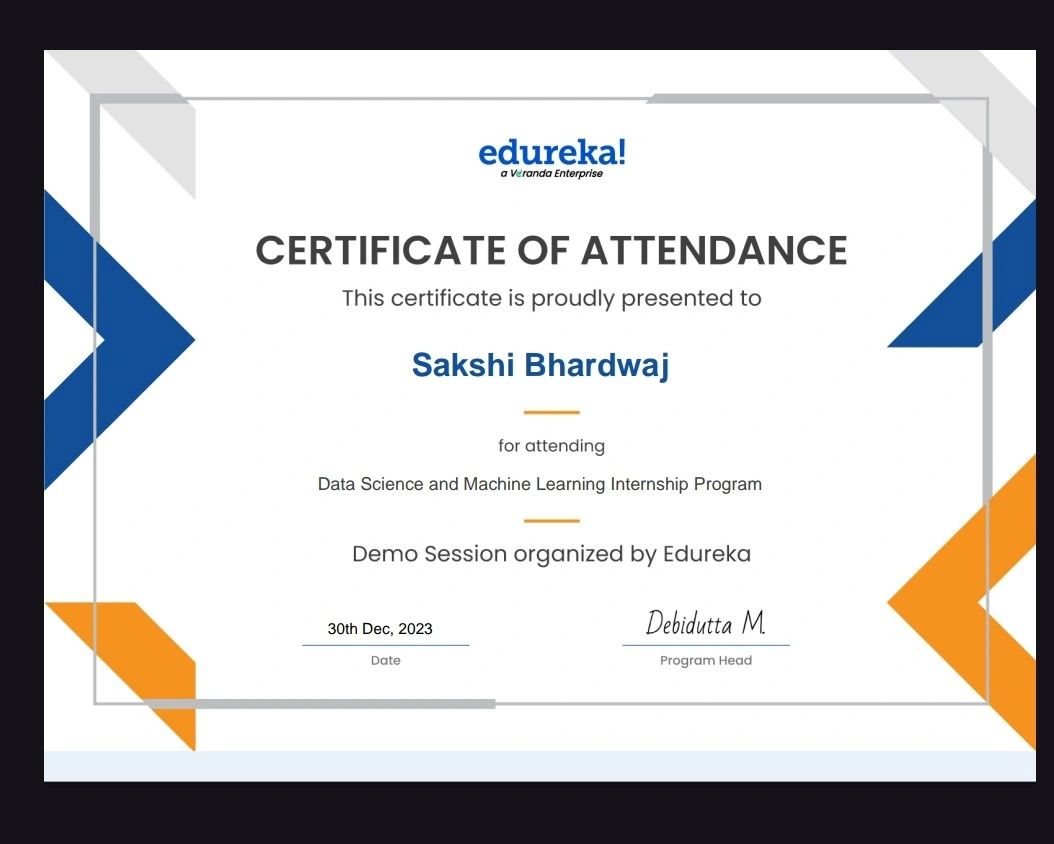 Sakshi Bhardwaj on LinkedIn: #datascience #continuouslearning #edureka Sakshi Bhardwaj on LinkedIn: #datascience #continuouslearning #edureka