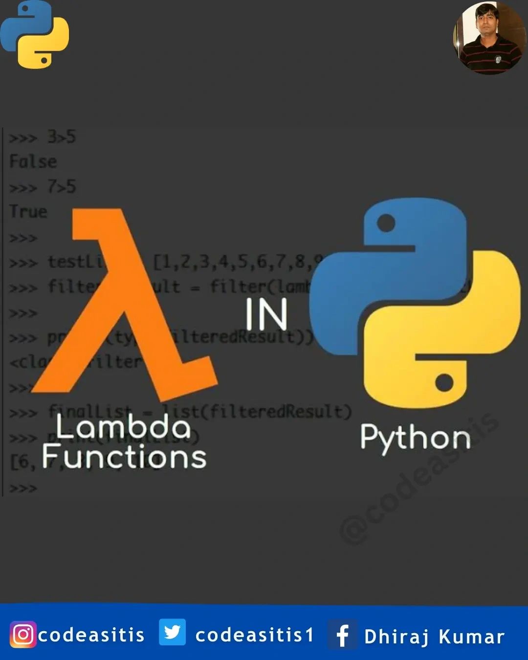 Dhiraj Kumar on LinkedIn: #codeasitis #python #pythonprogramming # ... Dhiraj Kumar on LinkedIn: #codeasitis #python #pythonprogramming # ...