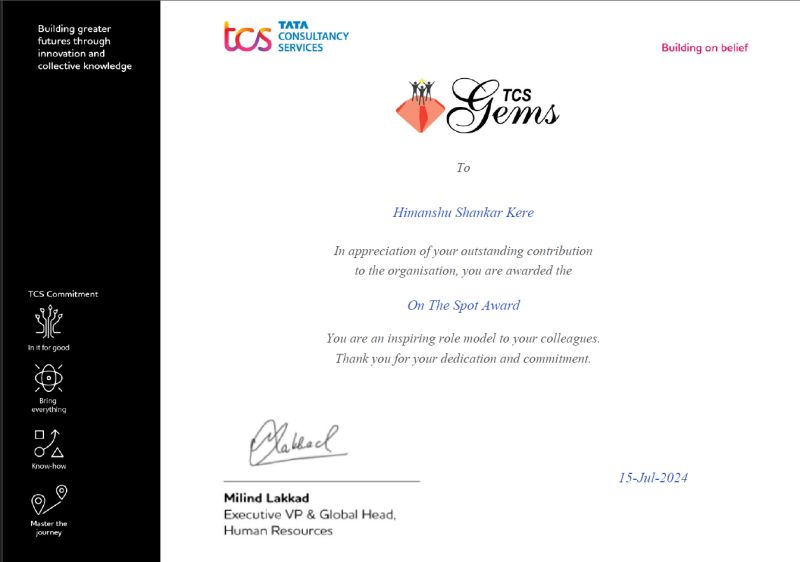 Himanshu Kere on LinkedIn: #tcs Himanshu Kere on LinkedIn: #tcs