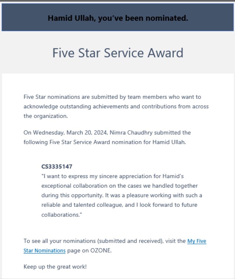 Hamid Ullah on LinkedIn: #gratitude #5staraward #zones #lss Hamid Ullah on LinkedIn: #gratitude #5staraward #zones #lss