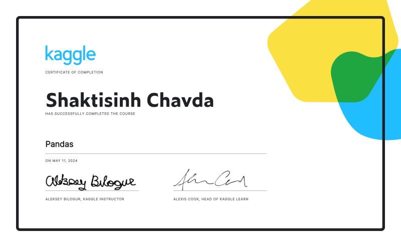 Passed Pandas course on Kaggle! | Shaktisinh Chavda posted on the topic ... Passed Pandas course on Kaggle! | Shaktisinh Chavda posted on the topic ...