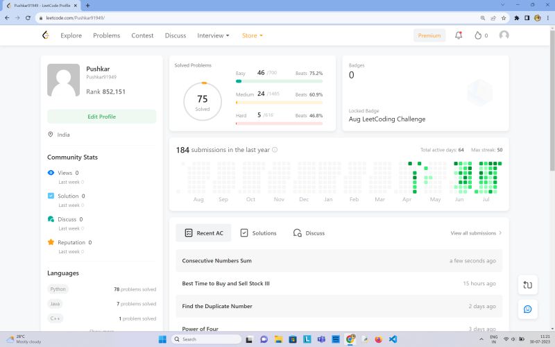 Pushkar Joshi on LinkedIn: #leetcode #leetcode #100daysofcodechallenge ... Pushkar Joshi on LinkedIn: #leetcode #leetcode #100daysofcodechallenge ...
