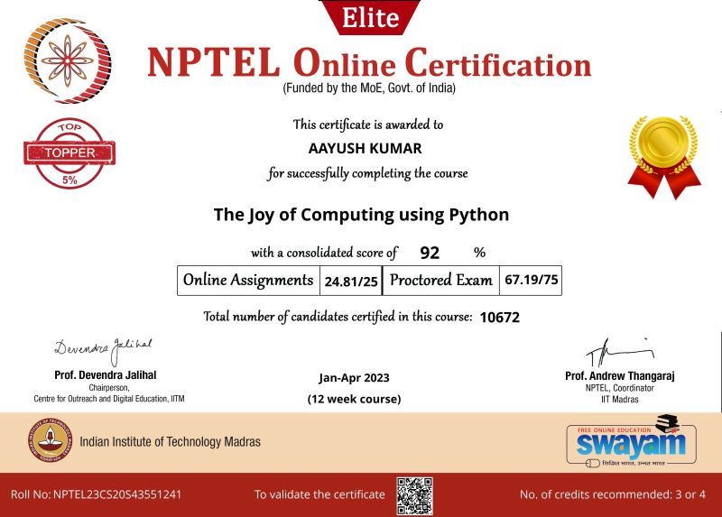 Aayush Kumar on LinkedIn: #linkedin #nptel #python #coding # ... Aayush Kumar on LinkedIn: #linkedin #nptel #python #coding # ...