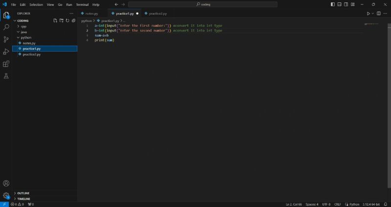 Rajasree MV on LinkedIn: #python #coding #beginner #firstcode Rajasree MV on LinkedIn: #python #coding #beginner #firstcode