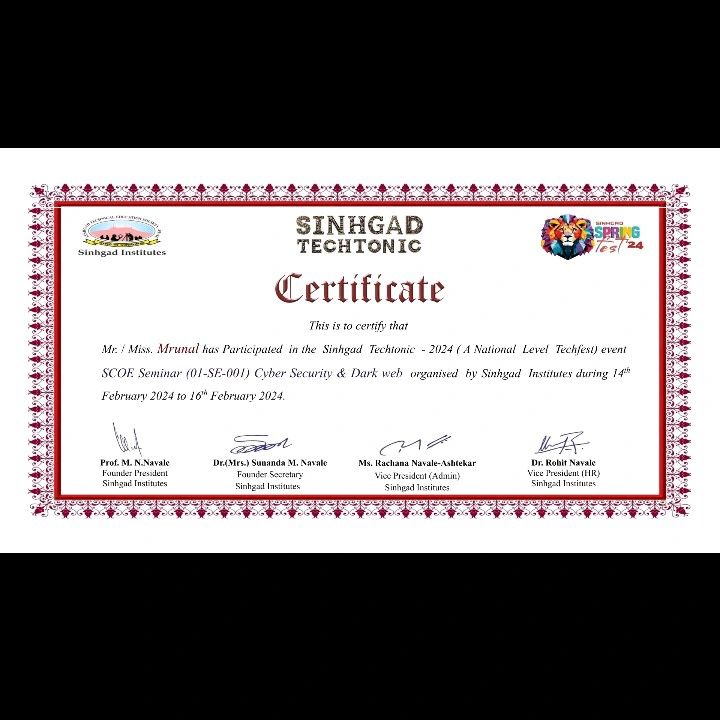 Mrunal Abhijit Muley on LinkedIn: #certificate #cybersecurity #darkweb ... Mrunal Abhijit Muley on LinkedIn: #certificate #cybersecurity #darkweb ...