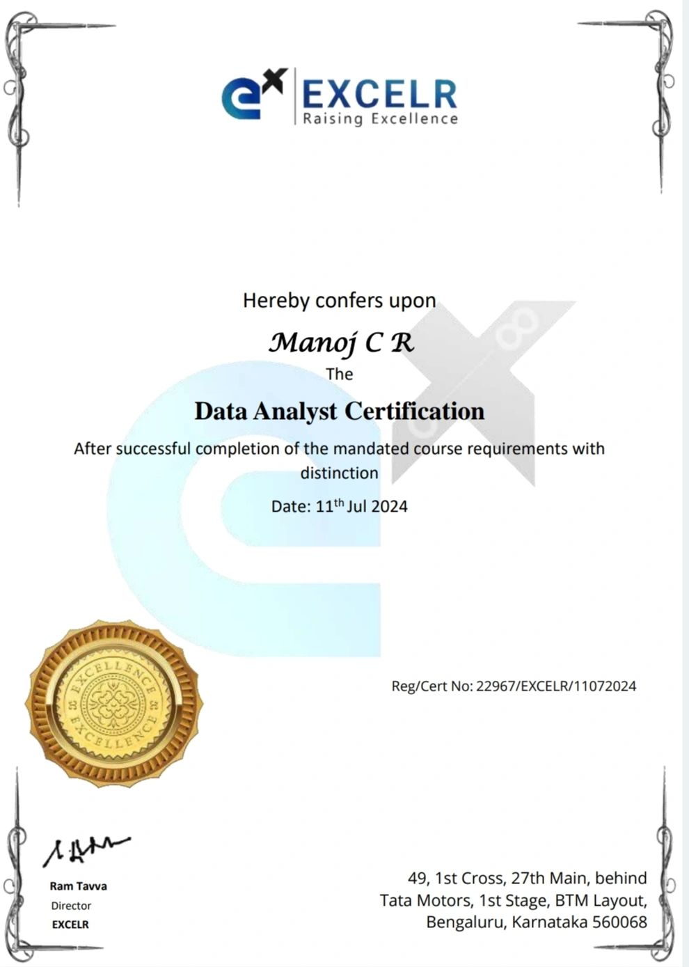 Manoj C R on LinkedIn: Successfully Completed Data Analyst Certification Manoj C R on LinkedIn: Successfully Completed Data Analyst Certification
