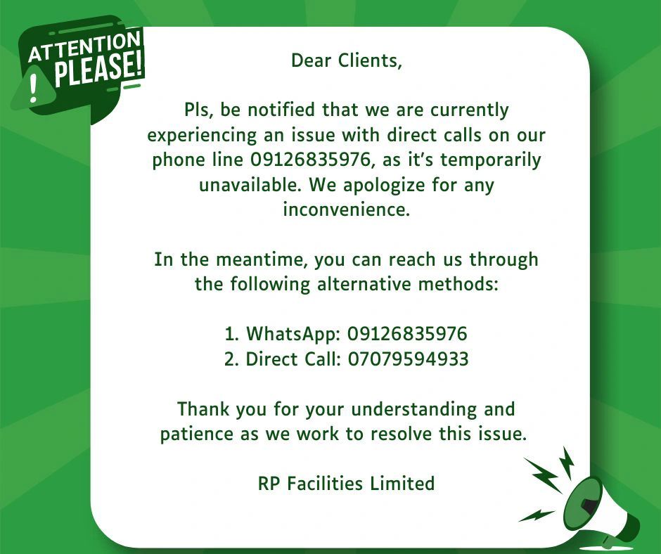 Eneojo Blessing Odoh on LinkedIn: #rpfacilities #announcement # ... Eneojo Blessing Odoh on LinkedIn: #rpfacilities #announcement # ...