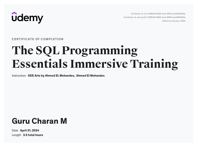 Guru Charan Matam on LinkedIn: #udemy #sql #databasemanagement # ... Guru Charan Matam on LinkedIn: #udemy #sql #databasemanagement # ...