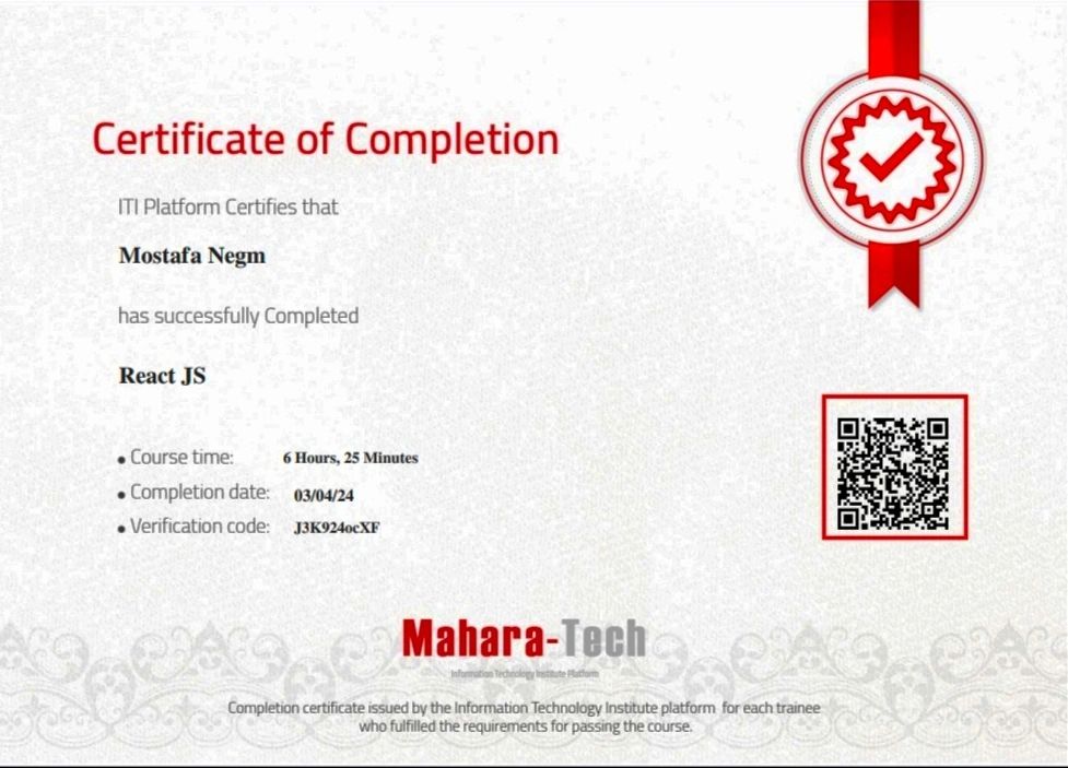 Mostafa Negm on LinkedIn: #reactjs #certificate #maharatech # ... Mostafa Negm on LinkedIn: #reactjs #certificate #maharatech # ...