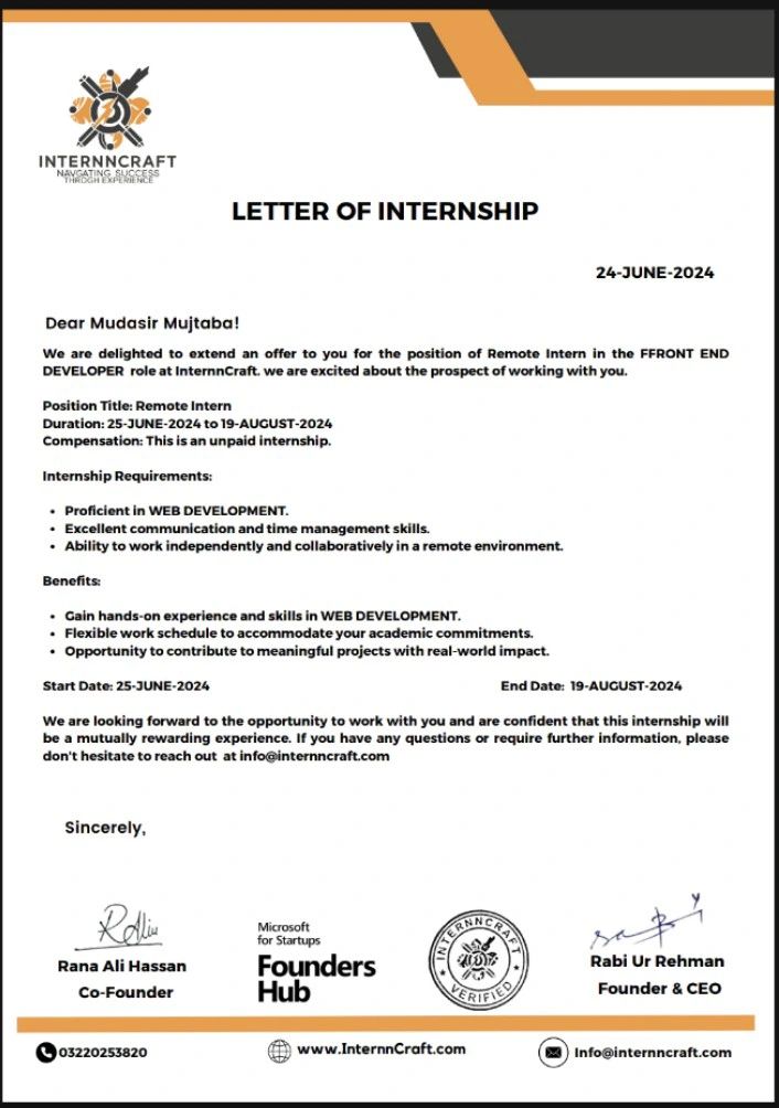 Mudasir Mujtaba on LinkedIn: #internship #webdevelopment # ... Mudasir Mujtaba on LinkedIn: #internship #webdevelopment # ...