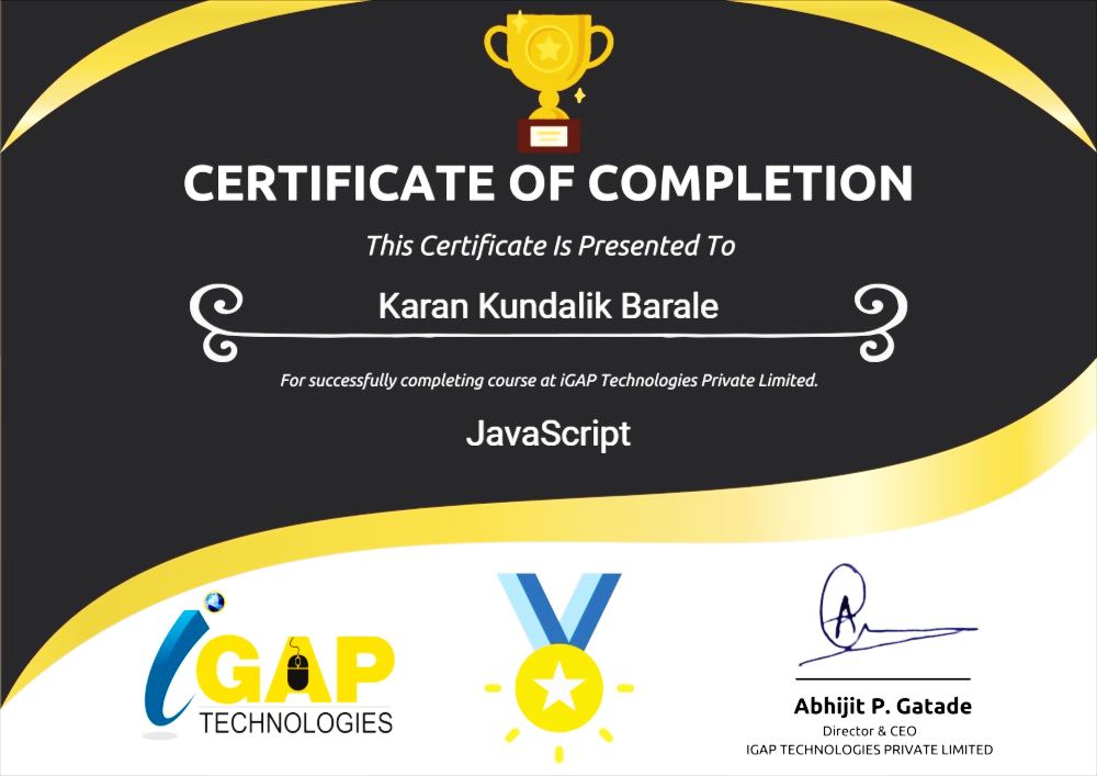 Karan Barale on LinkedIn: #javascript #javascriptcertification # ... Karan Barale on LinkedIn: #javascript #javascriptcertification # ...
