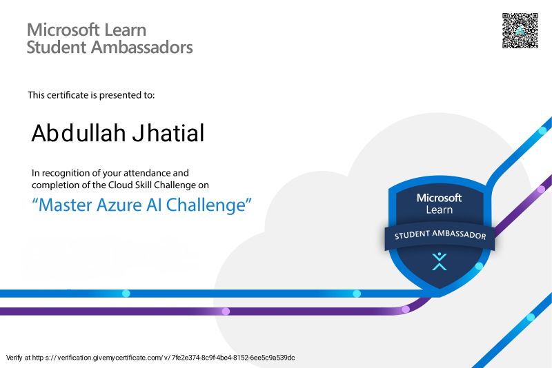 Abdullah Jhatial on LinkedIn: #microsoftazure #aichallenge # ... Abdullah Jhatial on LinkedIn: #microsoftazure #aichallenge # ...