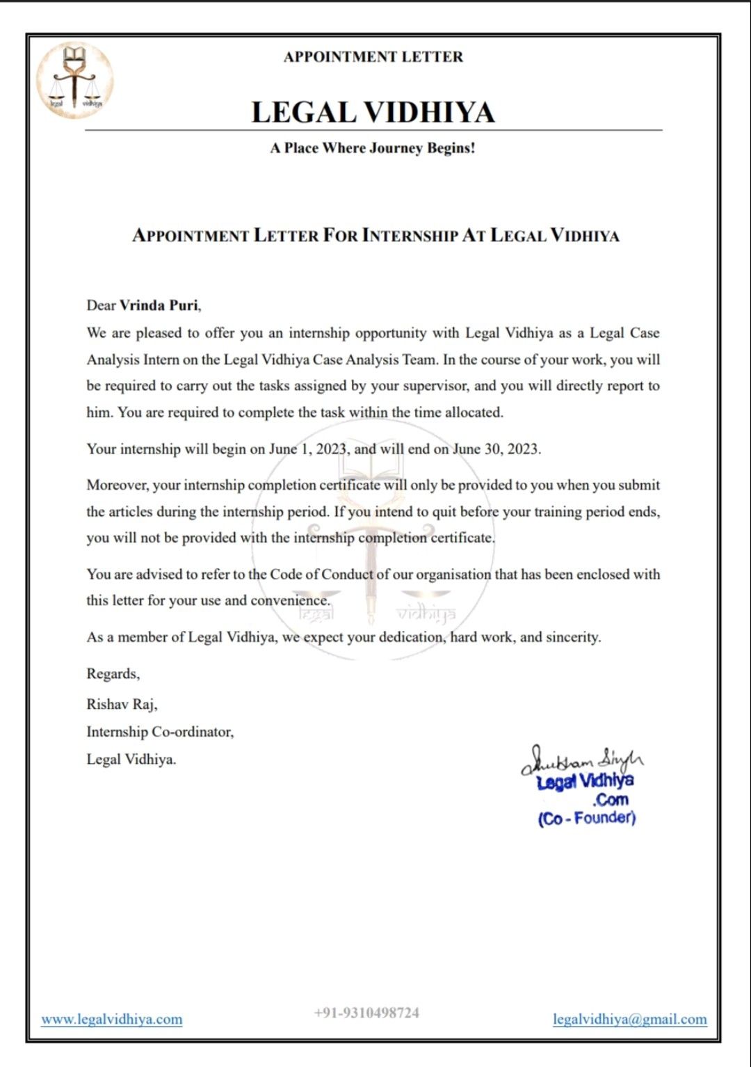 Vrinda Puri on LinkedIn: #share #selected #internship #opportunity Vrinda Puri on LinkedIn: #share #selected #internship #opportunity