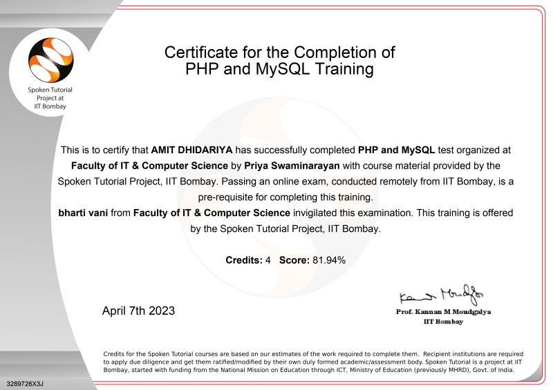 Amit Dhidariya auf LinkedIn: #thankyou #php #mysql #training # ... Amit Dhidariya auf LinkedIn: #thankyou #php #mysql #training # ...
