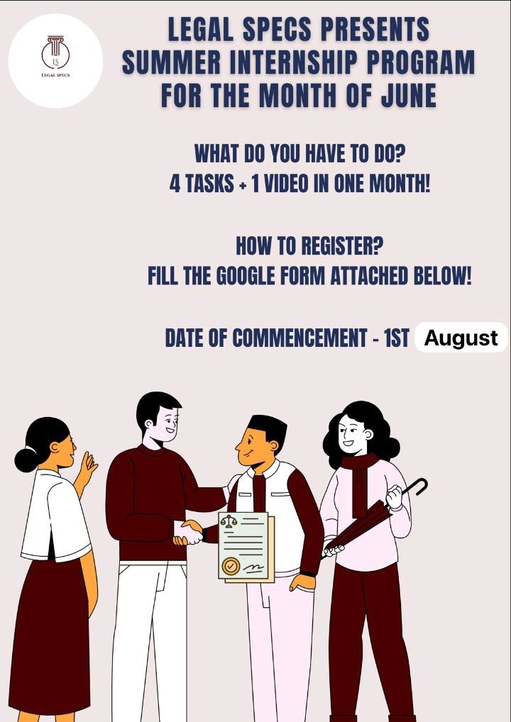 Risha Fatema on LinkedIn: Legal Specs presents SUMMERTIME INTERNSHIP ... Risha Fatema on LinkedIn: Legal Specs presents SUMMERTIME INTERNSHIP ...