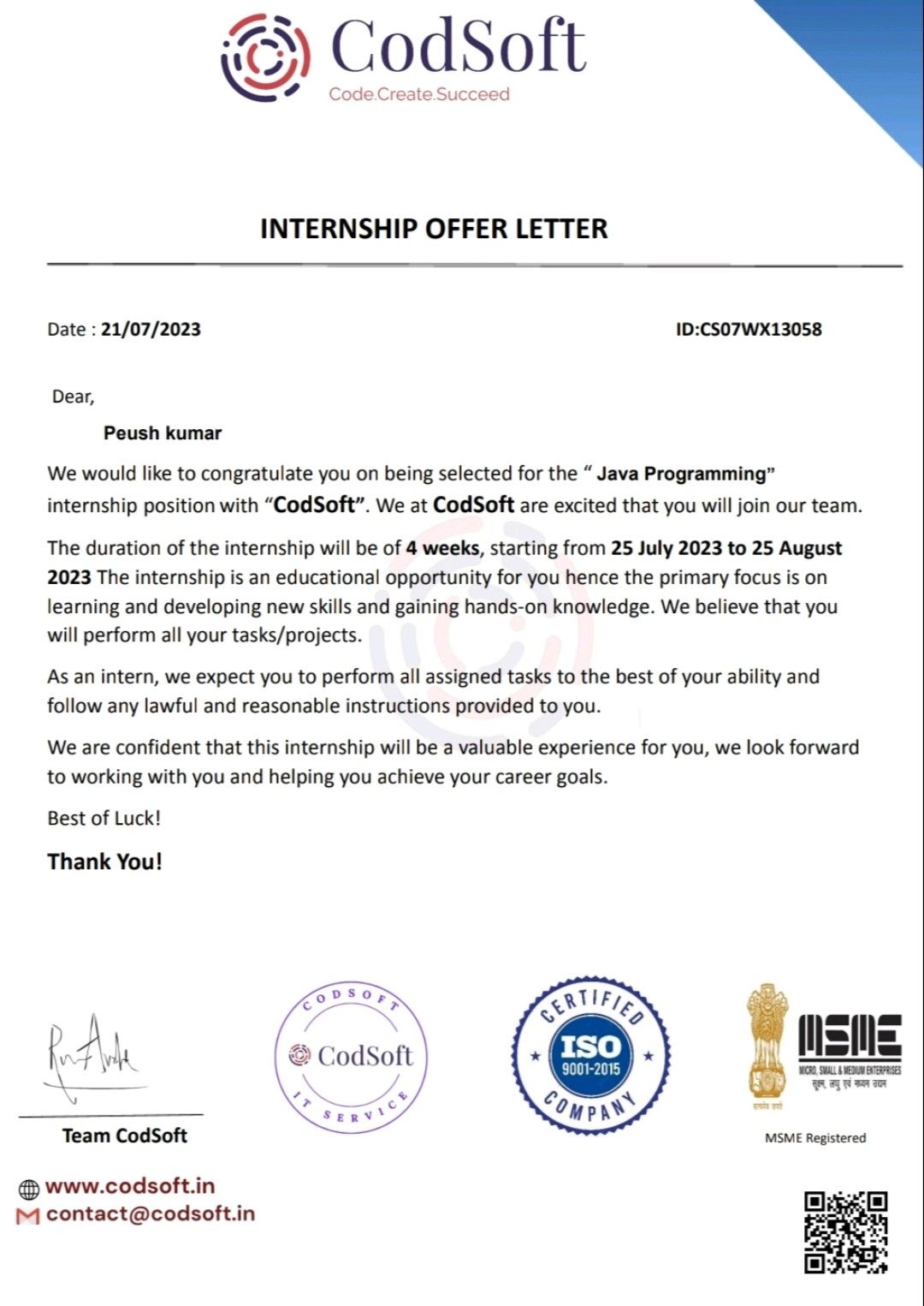 Peush kumar on LinkedIn: #codesoft #codesoft #codesoft Peush kumar on LinkedIn: #codesoft #codesoft #codesoft