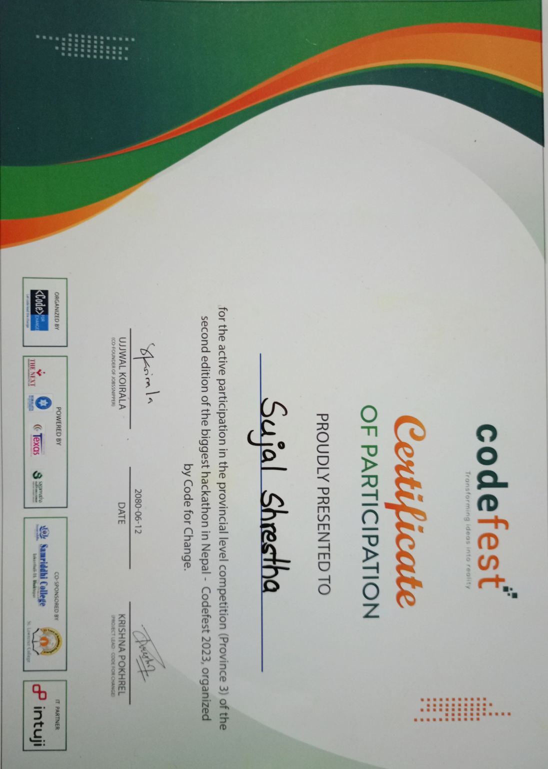 Sujal Shrestha on LinkedIn: #codefest2023 #codeforchange Sujal Shrestha on LinkedIn: #codefest2023 #codeforchange