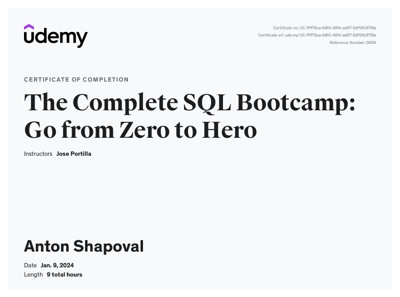 Anton Shapoval on LinkedIn: #sql #sqlcertification #postgresql # ... Anton Shapoval on LinkedIn: #sql #sqlcertification #postgresql # ...