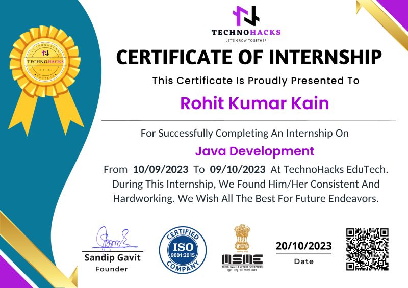Rohit Kumar Kain on LinkedIn: #javadevelopment #javadevelopmentintern # ... Rohit Kumar Kain on LinkedIn: #javadevelopment #javadevelopmentintern # ...