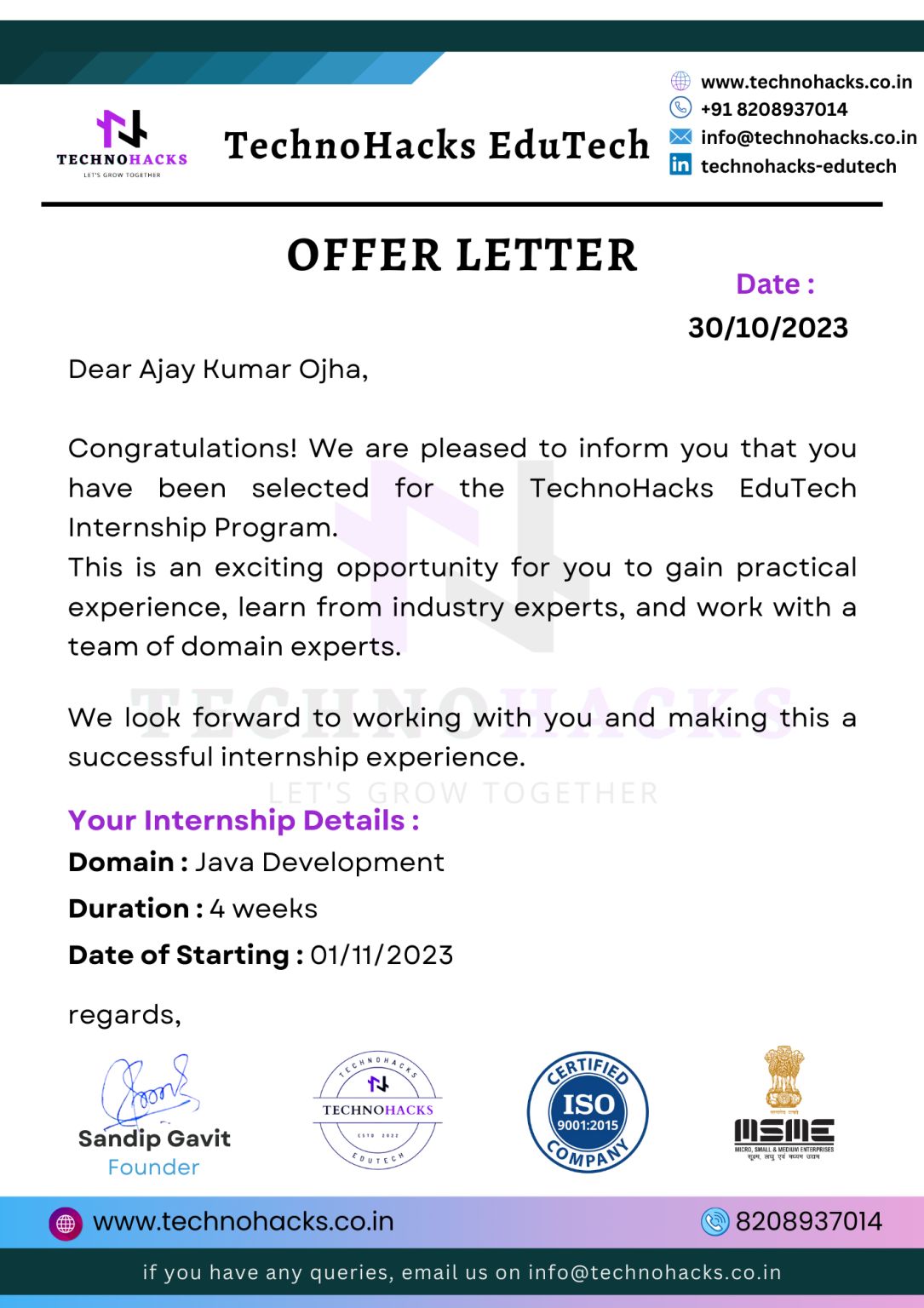 Ajay Kumar Ojha on LinkedIn: Dear Ajay Kumar Ojha, Congratulations You ... Ajay Kumar Ojha on LinkedIn: Dear Ajay Kumar Ojha, Congratulations You ...