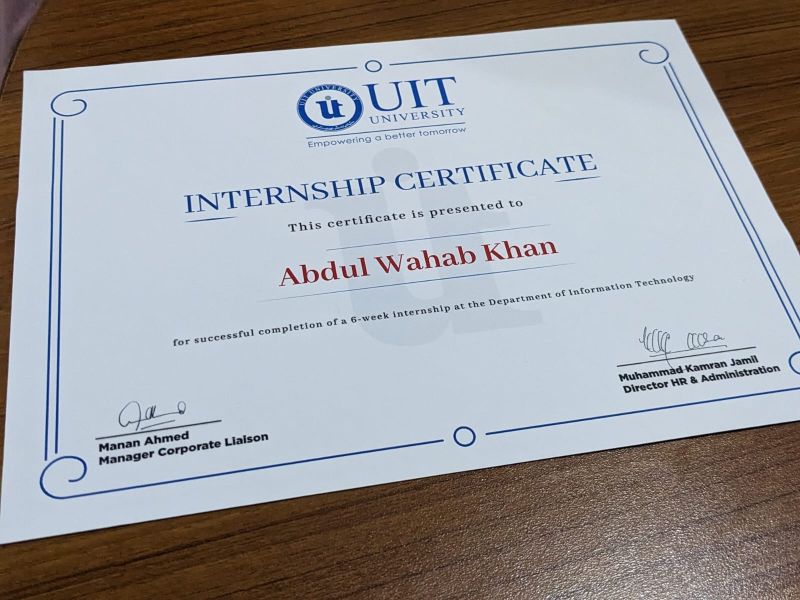 Abdul Wahab Khan on LinkedIn: #uitinternship #webdev Abdul Wahab Khan on LinkedIn: #uitinternship #webdev