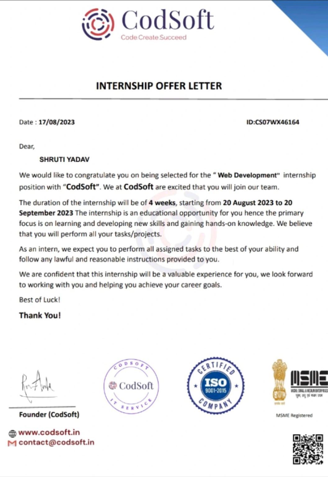 Shruti Yadav on LinkedIn: #codsoft #codsoftinternship #internship2023 # ... Shruti Yadav on LinkedIn: #codsoft #codsoftinternship #internship2023 # ...