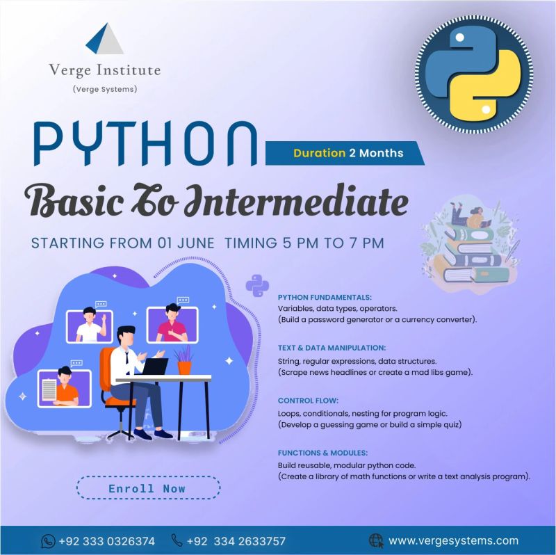Kelash Kumar on LinkedIn: #pythoncourse #summerlearning #vergeinstitute ... Kelash Kumar on LinkedIn: #pythoncourse #summerlearning #vergeinstitute ...