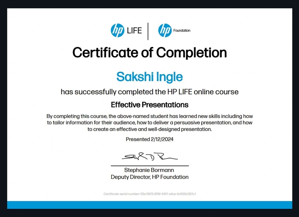 Sakshi Ingle on LinkedIn: #newskills #professionaldevelopment Sakshi Ingle on LinkedIn: #newskills #professionaldevelopment
