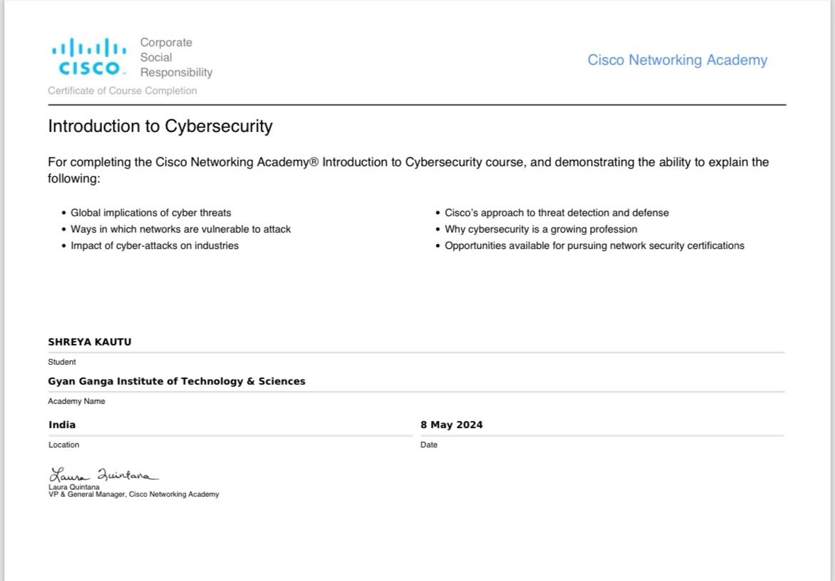 shreya kautu on LinkedIn: #cybersecurity #ciscocertified shreya kautu on LinkedIn: #cybersecurity #ciscocertified