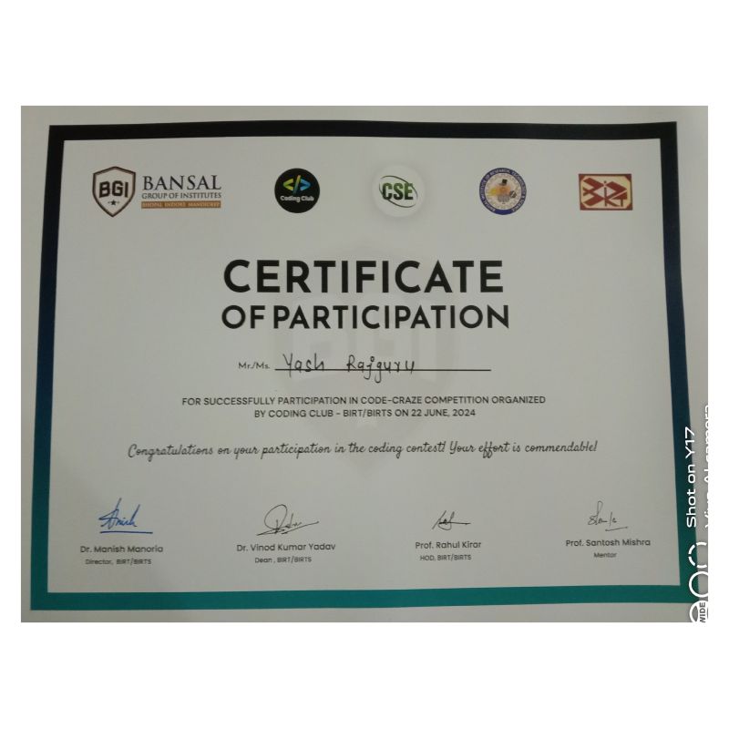 Yash Rajguru on LinkedIn: CODE-CRAZE COMPETITION ORGANISED BY CODING ... Yash Rajguru on LinkedIn: CODE-CRAZE COMPETITION ORGANISED BY CODING ...