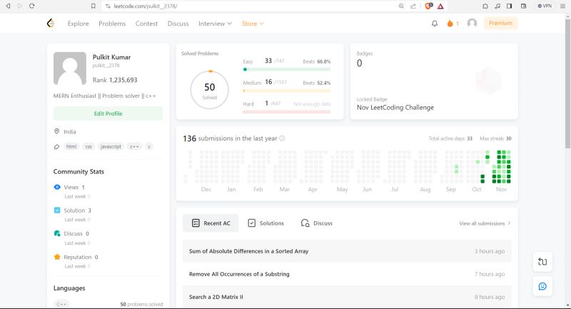 Pulkit Kumar on LinkedIn: #leetcode #codinggoals #happycoding Pulkit Kumar on LinkedIn: #leetcode #codinggoals #happycoding