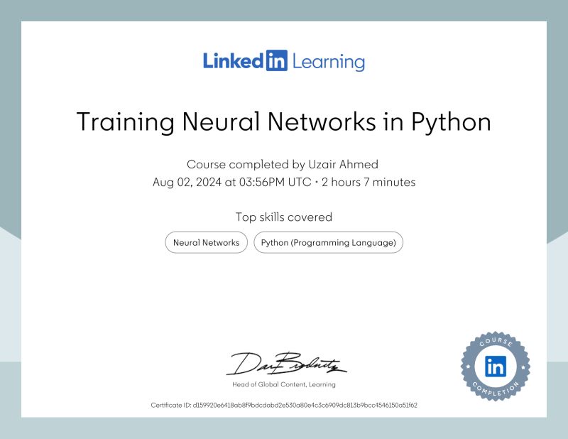 Uzair Ahmed on LinkedIn: Certificate of Completion Uzair Ahmed on LinkedIn: Certificate of Completion