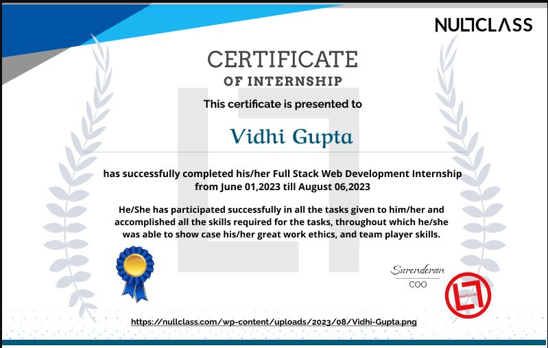 Vidhi Gupta on LinkedIn: #connections #nullclass #internship # ... Vidhi Gupta on LinkedIn: #connections #nullclass #internship # ...