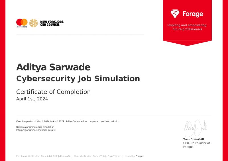 Aditya Sarwade on LinkedIn: #cybersecurity #mastercard #forage Aditya Sarwade on LinkedIn: #cybersecurity #mastercard #forage